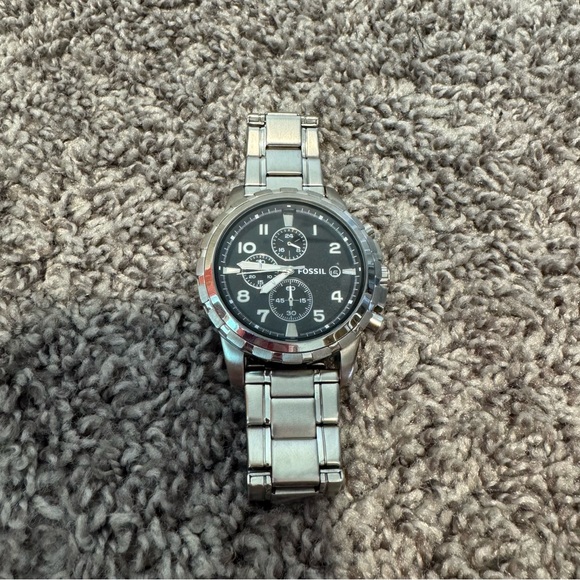 Fossil | Accessories | Fossil Dean Steel Chronograph Black Dial Watch ...